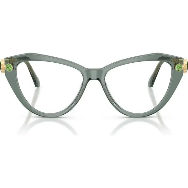 SWAROVSKI 55mm Cat Eye Optical Glasses - Transparent Green/demo Lens