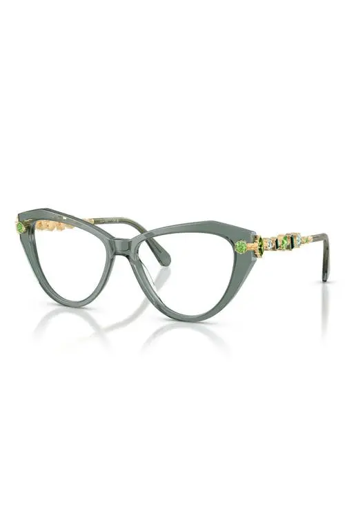 SWAROVSKI 55mm Cat Eye Optical Glasses - Transparent Green/demo Lens