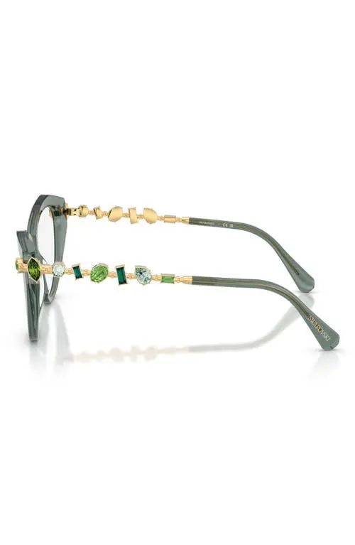 SWAROVSKI 55mm Cat Eye Optical Glasses - Transparent Green/demo Lens