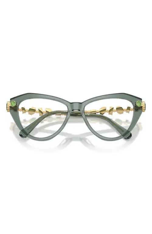 SWAROVSKI 55mm Cat Eye Optical Glasses - Transparent Green/demo Lens