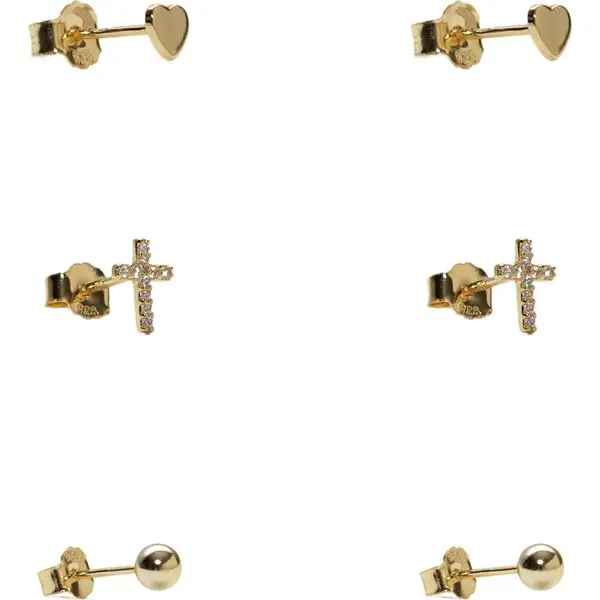 Argento Vivo Stud Earring Set - Gold