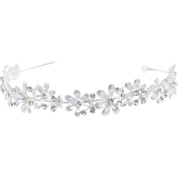 TULLEEN Rhinestone Flower Headband - Silver