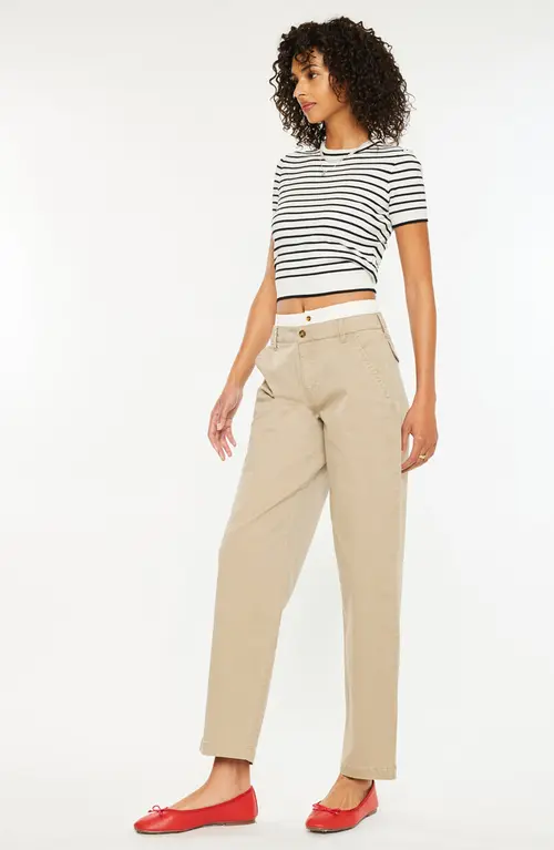 KANCAN Francine Mid-rise Straight Pants With Double Waistband
