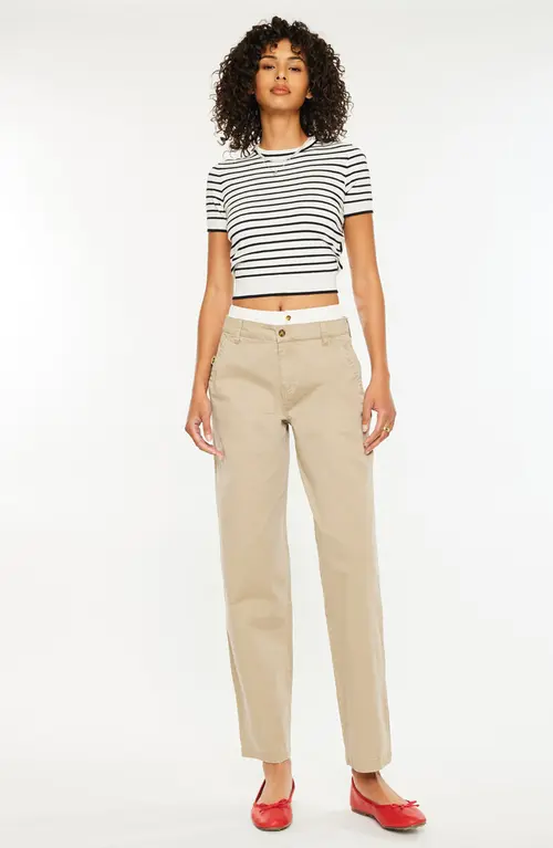 KANCAN Francine Mid-rise Straight Pants With Double Waistband