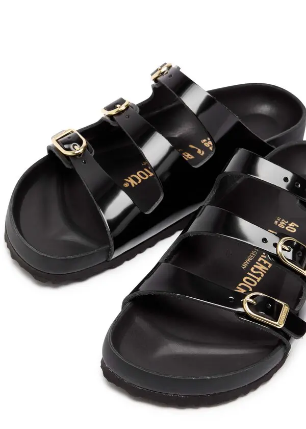 BIRKENSTOCK Patent Leather Sliders With Adjustable Buckles
