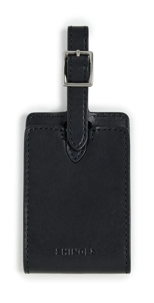 Shinola Leather Luggage Id Tag - Black