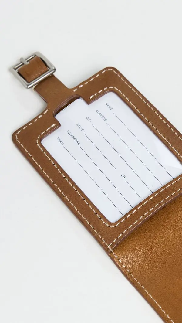 Shinola Leather Luggage Id Tag - Tan