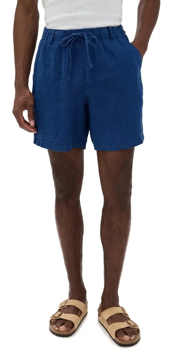 BATHER Linen Leisure Shorts - Navy