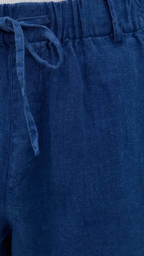 BATHER Linen Leisure Shorts - Navy