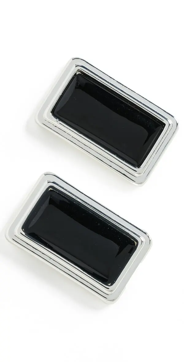 HEAVEN MAYHEM Archer Rectangle Earrings - Silver / Black