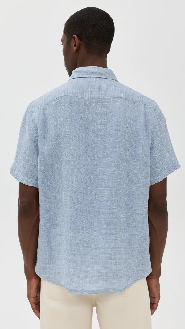 Faherty Brand Palma Basket Weave Linen Shirt - Blue