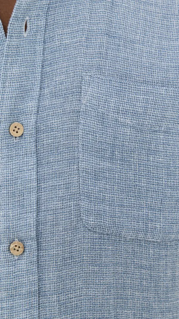 Faherty Brand Palma Basket Weave Linen Shirt - Blue