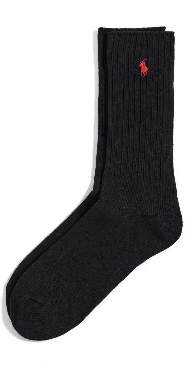 Polo Ralph Lauren Cotton Rib Crew Socks - Black