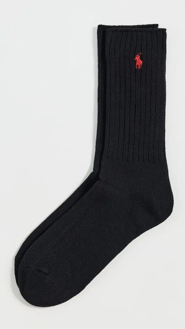 Polo Ralph Lauren Cotton Rib Crew Socks - Black