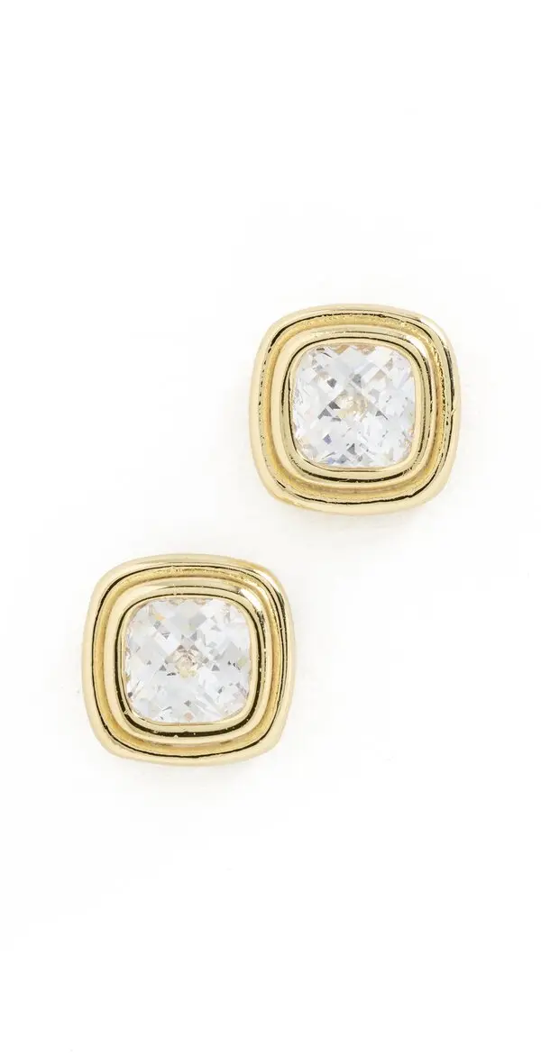 Shashi Reagan Cushion Stud Earrings - Gold