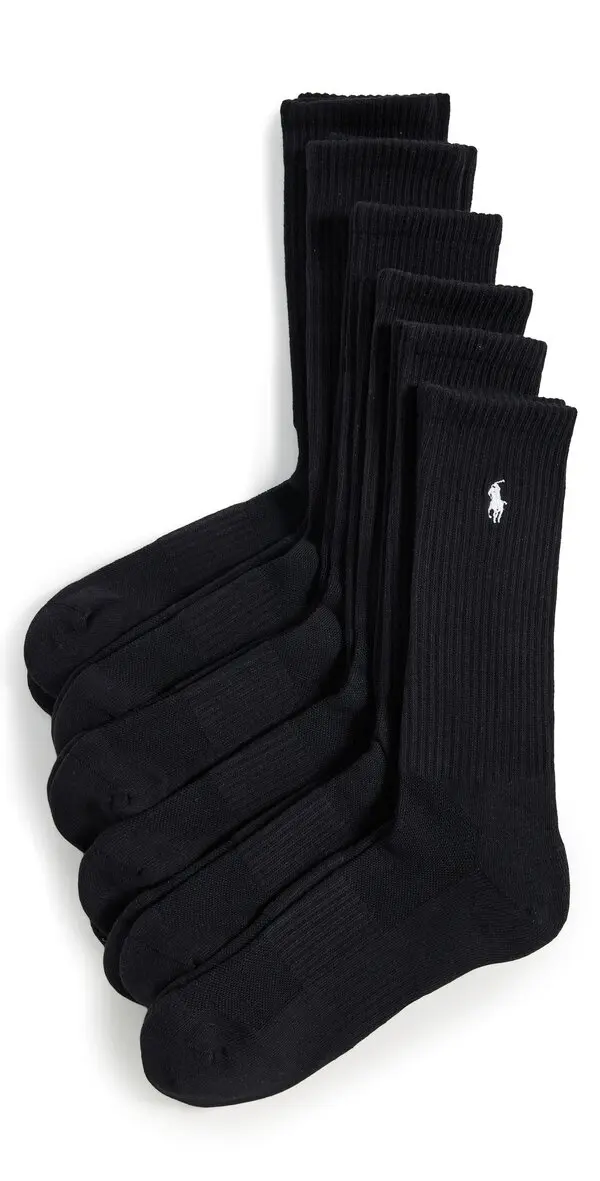 Ralph Lauren Performance Crew Socks Pack Of 6 - Black