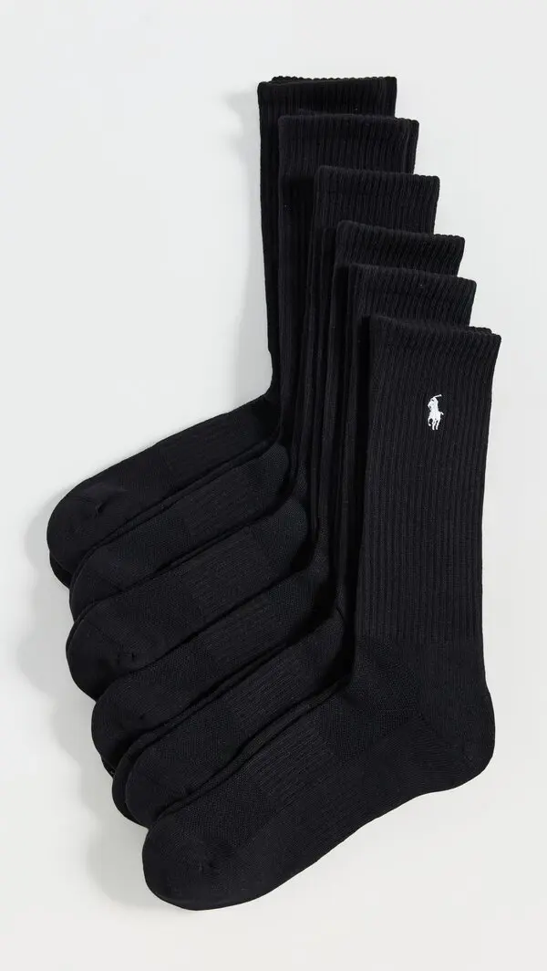 Polo Ralph Lauren Performance Crew Socks Pack Of 6 - Black