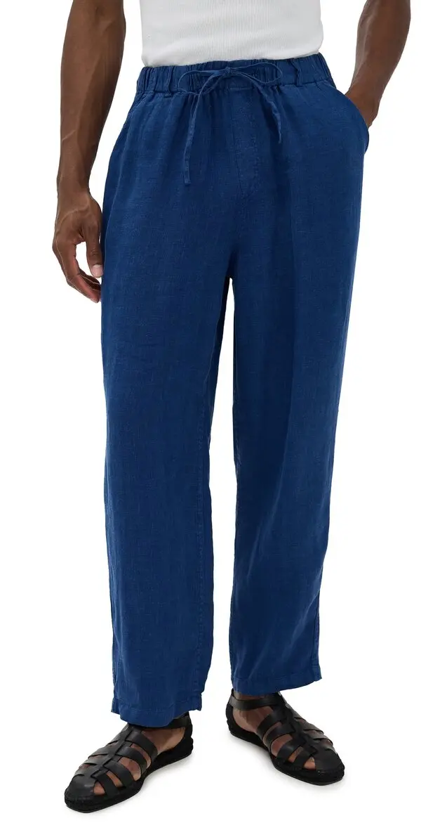 BATHER Linen Leisure Pants - Navy