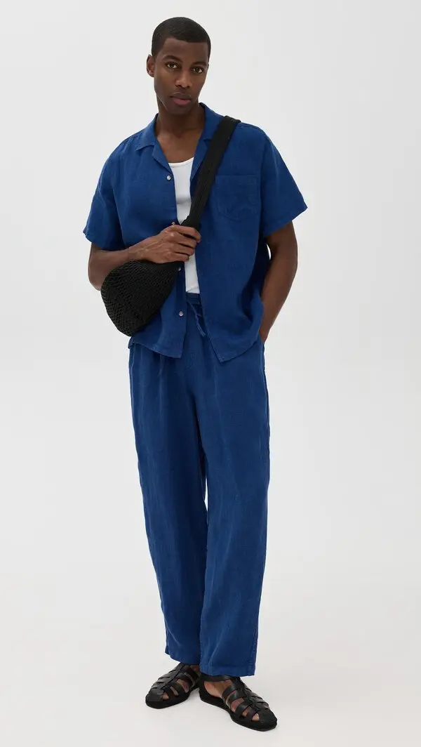 BATHER Linen Leisure Pants - Navy