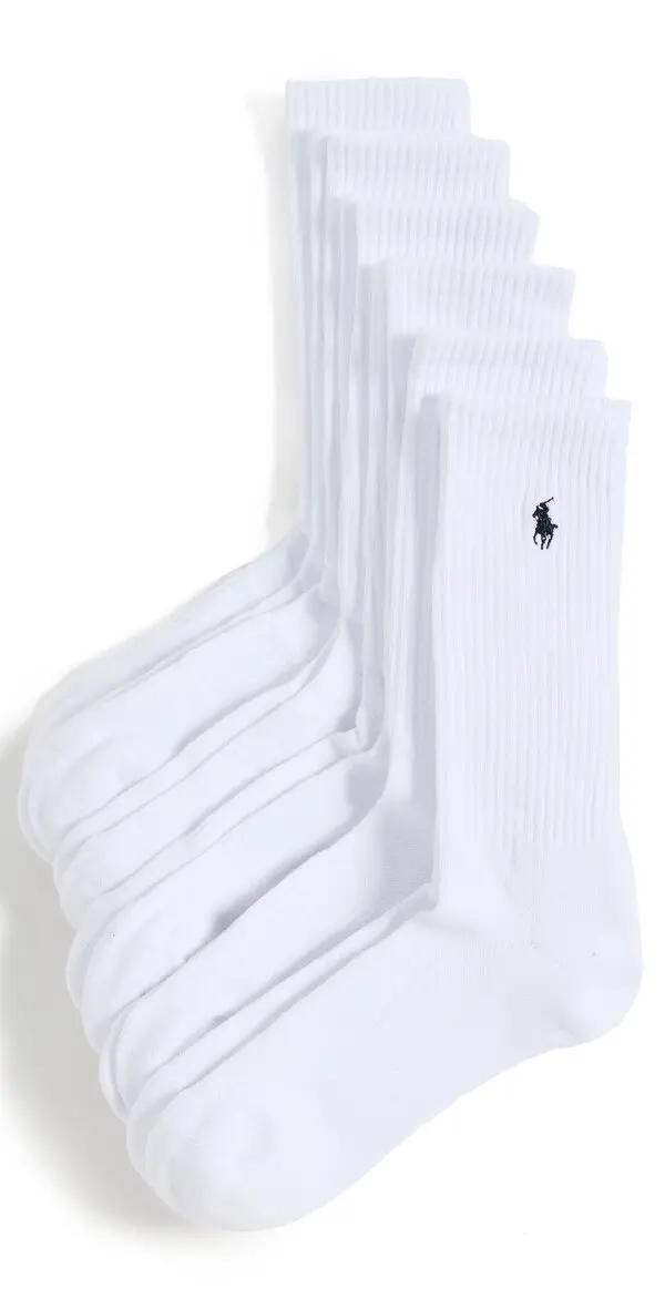 Ralph Lauren Performance Crew Socks 6 Pack - White