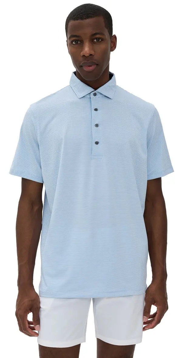 Greyson Saranac Striped Polo - Wolf Blue/arctic