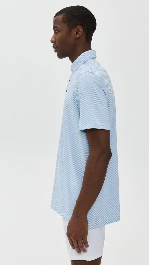 Greyson Saranac Striped Polo - Wolf Blue/arctic