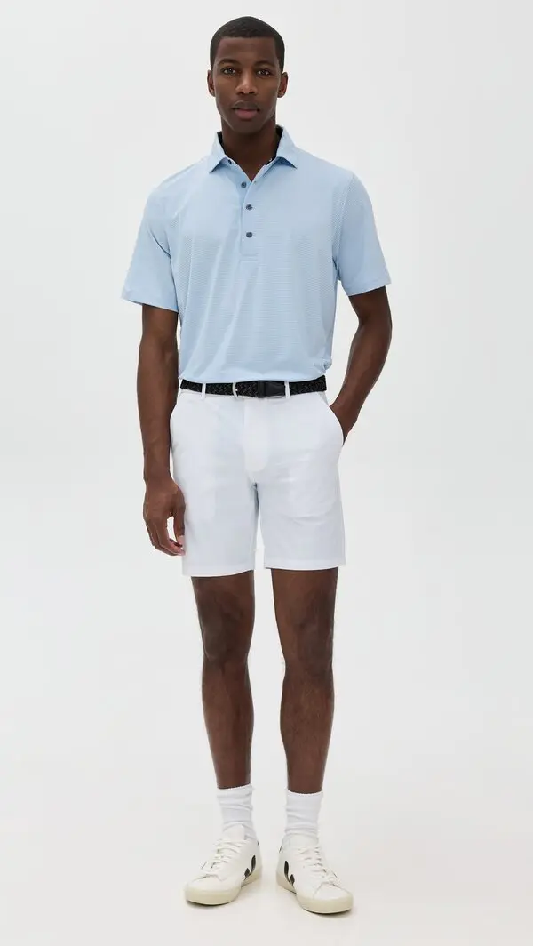Greyson Saranac Striped Polo - Wolf Blue/arctic