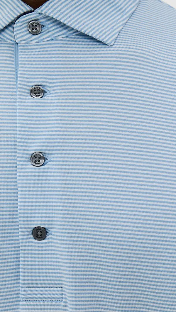 Greyson Saranac Striped Polo - Wolf Blue/arctic