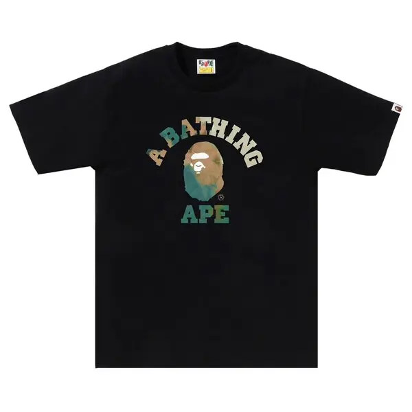 A BATHING APE Tie Dye College Tee /beige - Black
