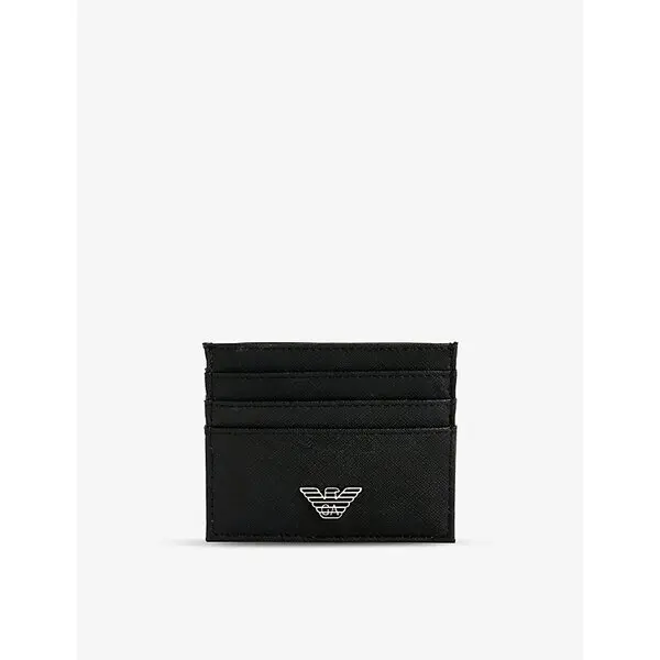 Emporio Armani Logo-embellished Faux-leather Card Holder - Black