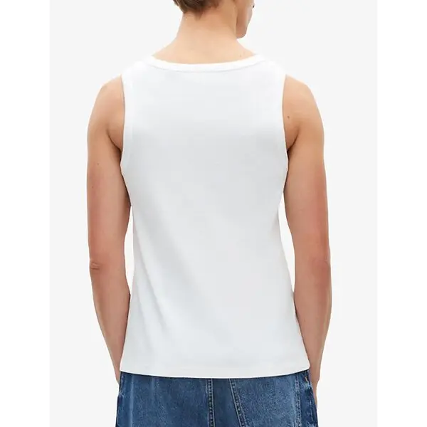 The Kooples Embroidered-crest Stretch-cotton Tank Top