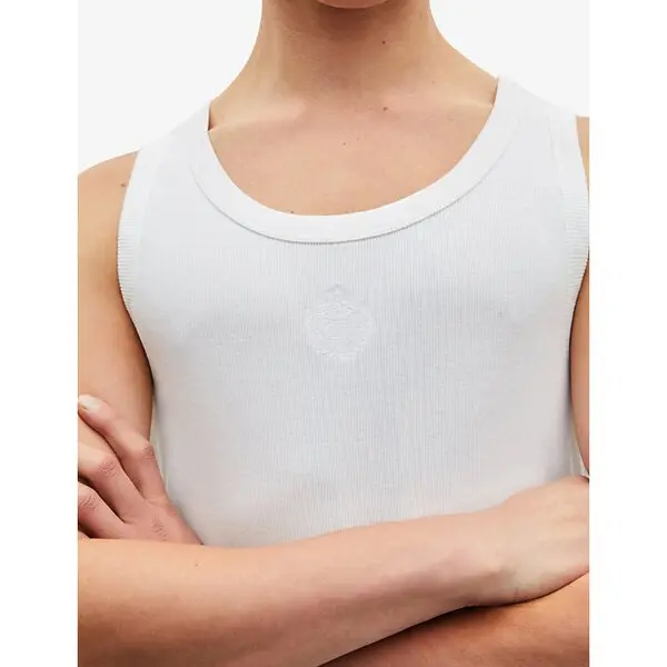 The Kooples Embroidered-crest Stretch-cotton Tank Top