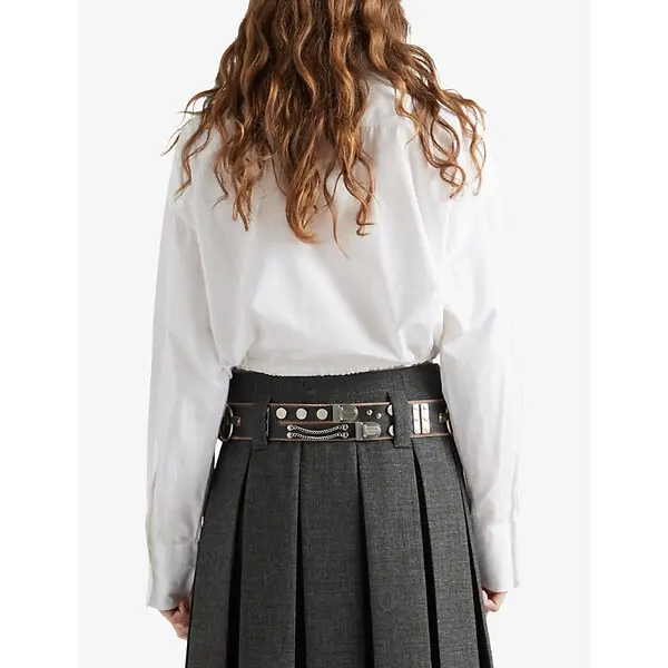 Prada Drawstring-hem Long-sleeve Cotton-poplin Shirt