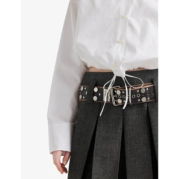 Prada Drawstring-hem Long-sleeve Cotton-poplin Shirt