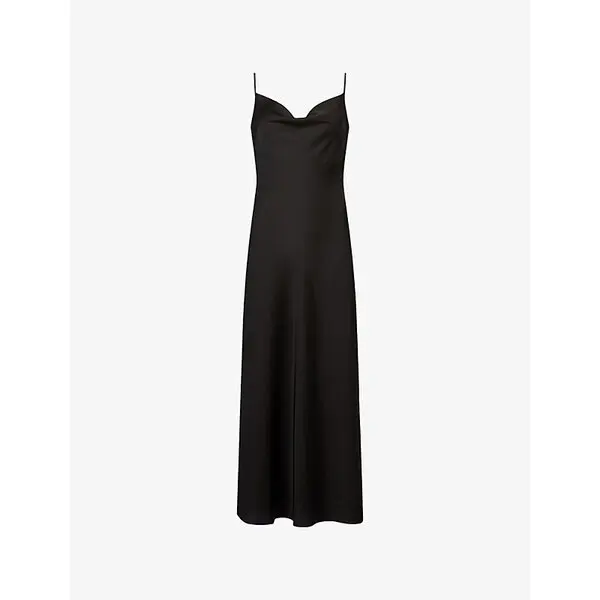 ALLSAINTS Hadley Square-neck Stretch-satin Midi Dress