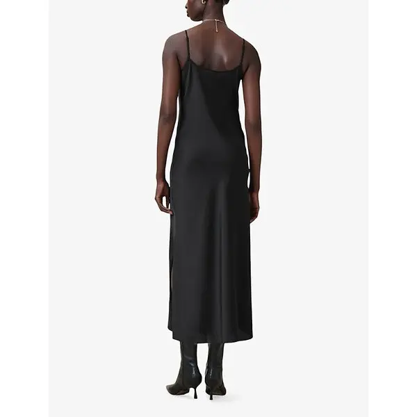 ALLSAINTS Hadley Square-neck Stretch-satin Midi Dress