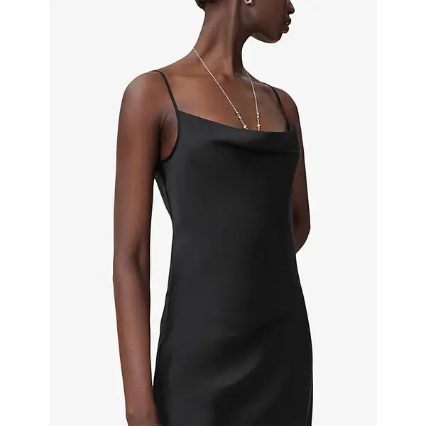 ALLSAINTS Hadley Square-neck Stretch-satin Midi Dress