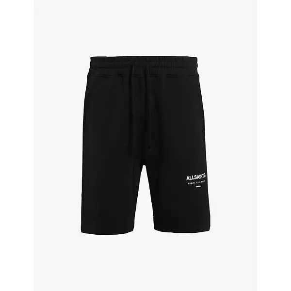 ALLSAINTS Branded-print Cotton-jersey Shorts - Jet Black