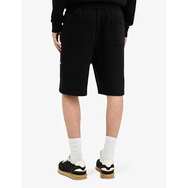 ALLSAINTS Branded-print Cotton-jersey Shorts - Jet Black