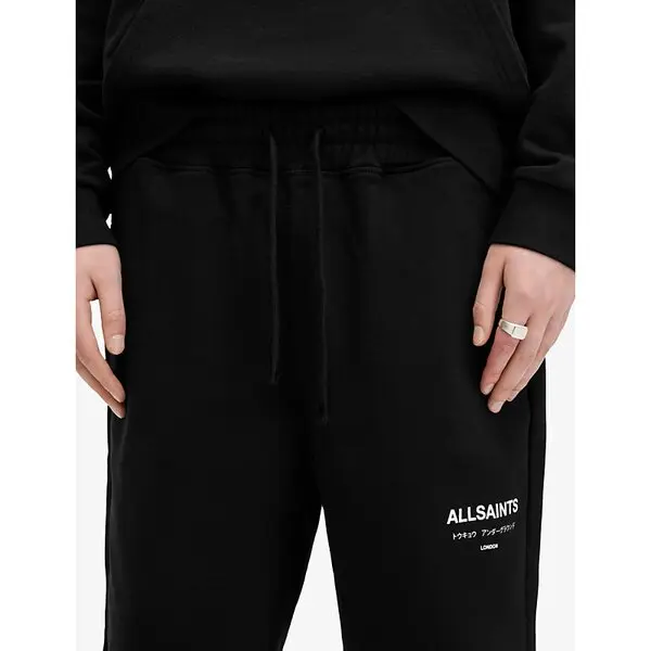ALLSAINTS Branded-print Cotton-jersey Shorts - Jet Black