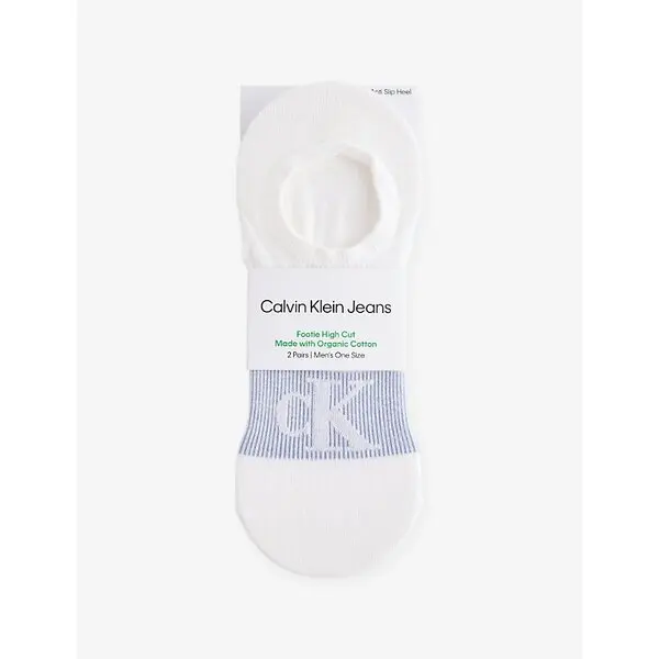 Calvin Klein Stretch Cotton-blend Liner Socks Pack Of Two - White/blue