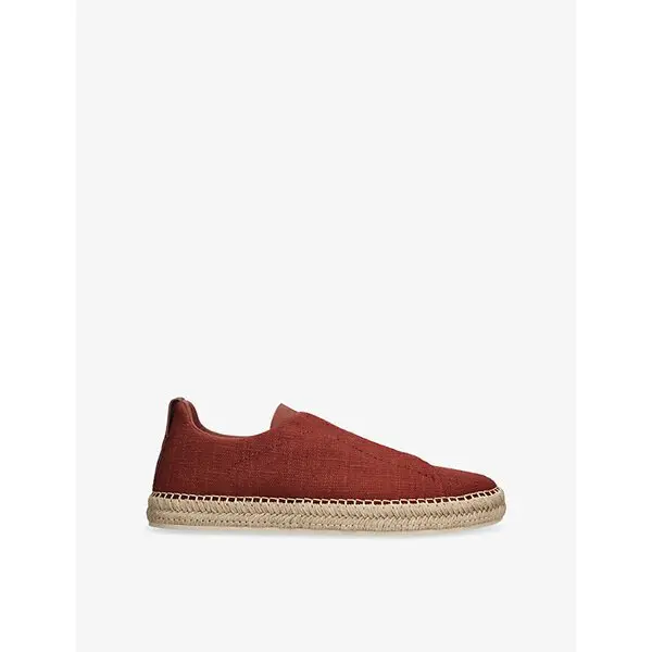 Zegna Triple Stitch Canvas Espadrilles - Wine
