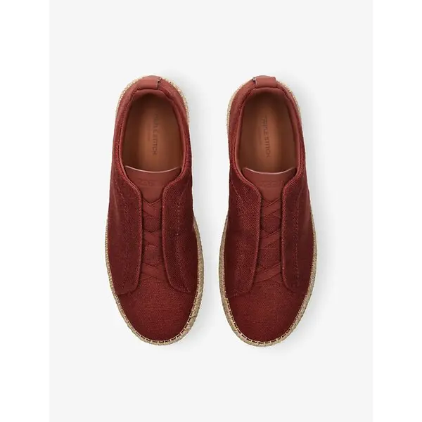 Zegna Triple Stitch Canvas Espadrilles - Wine