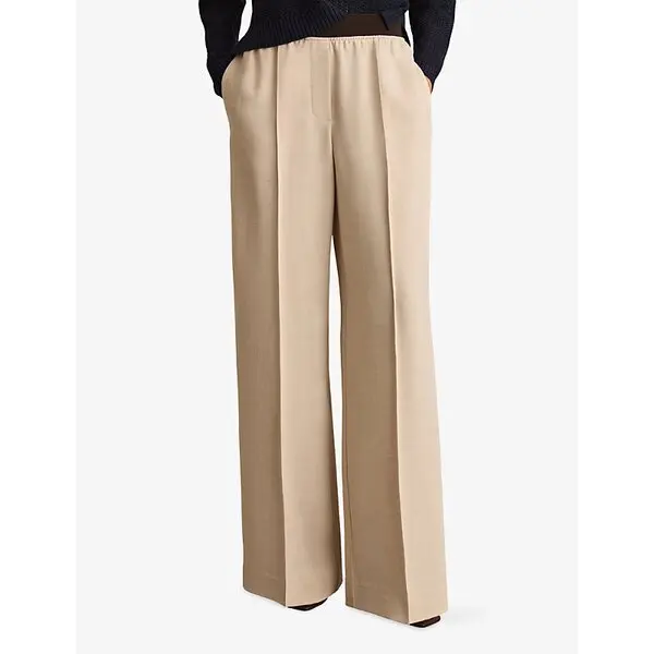 REISS Wilde Wide-leg High-rise Trousers - Neutral