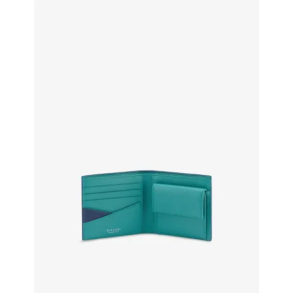 BVLGARI Logo-plaque Leather Wallet - Blue
