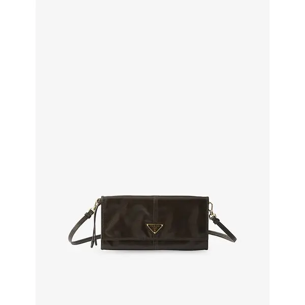 Prada Triangle-logo Small Leather Wallet - Green