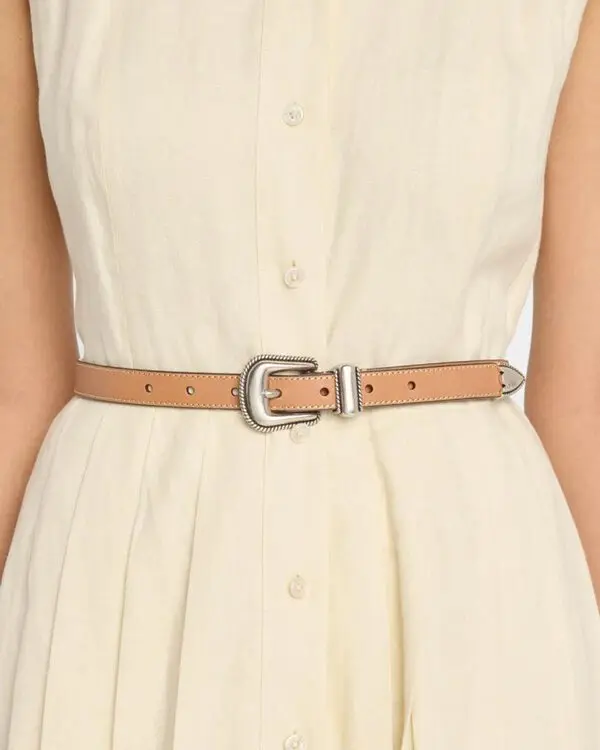 Polo Ralph Lauren Grain Vachetta Leather Skinny Belt - Cuoio