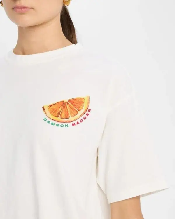 DAMSON MADDER Graphic Boyfriend Tee - White