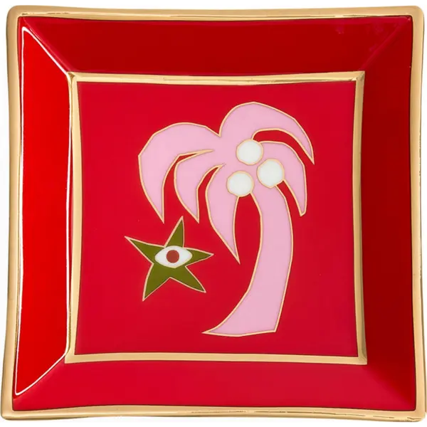 Jonathan Adler Playa Square Tray - Red /pink /gold