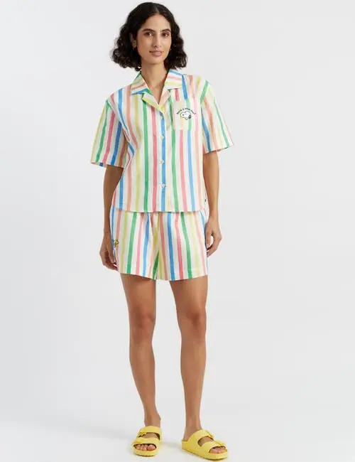 Chinti & Parker Striped Linen-cotton Shorts